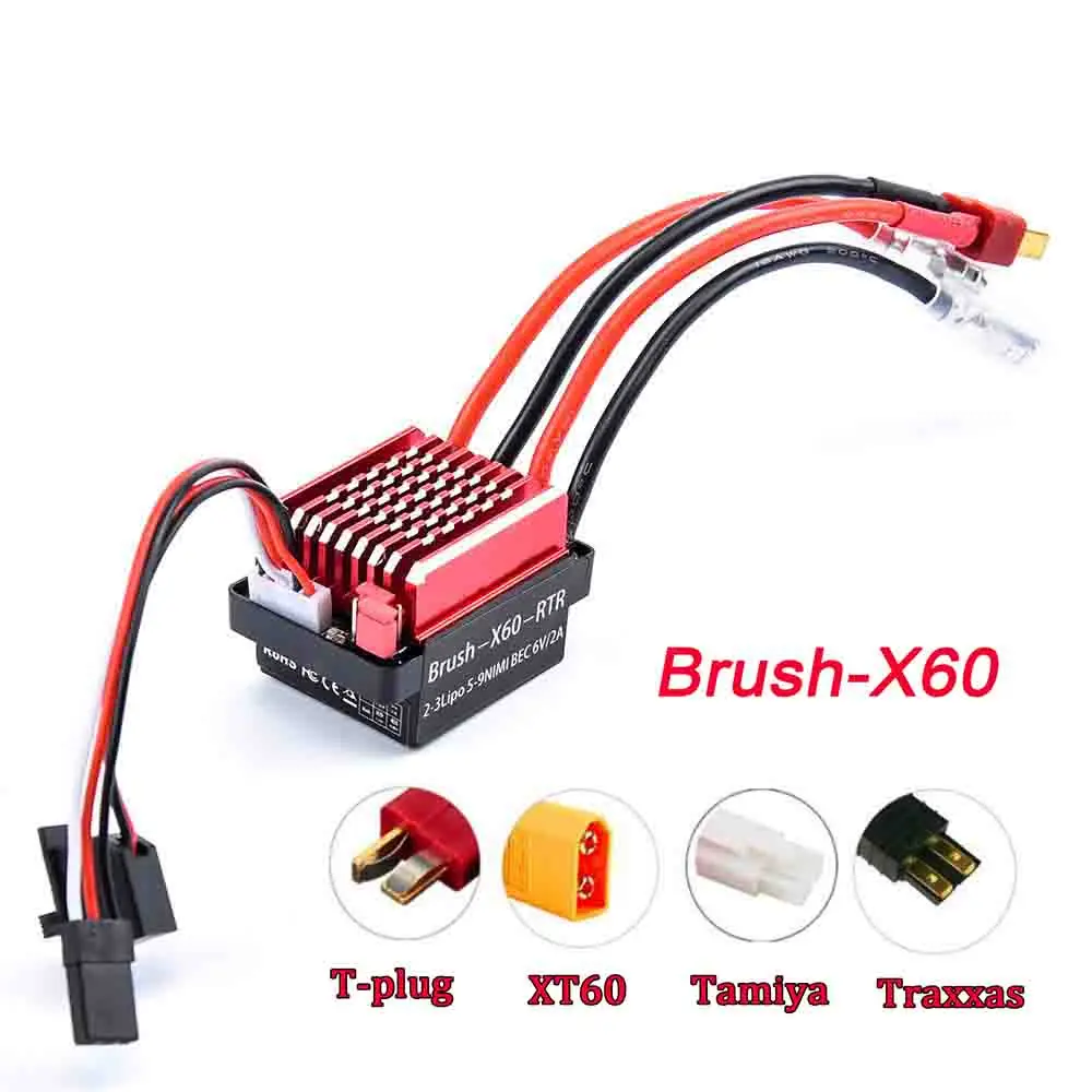 60A Brushed ESC Electric Speed Controller 6V/2A BEC for 1/10 RC Car TRX ...