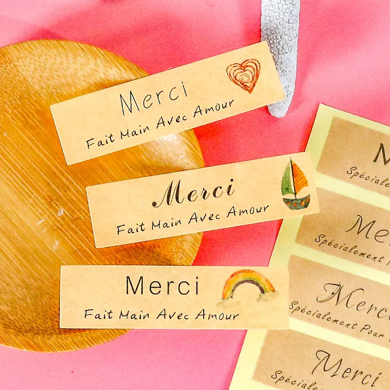 Étiquettes autocollantes Merci Kraft, 100 pièces, étiquette de scellage ...