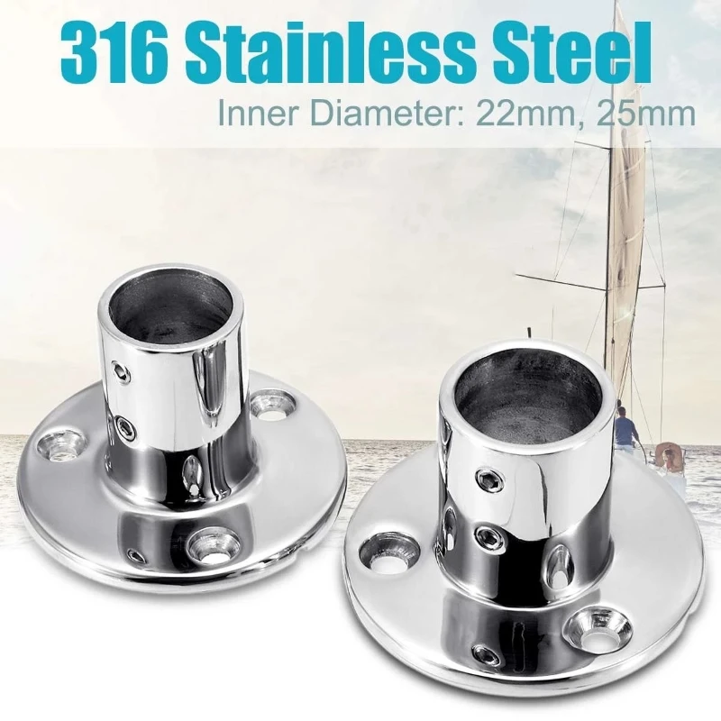 22/25mm Boat Tube Pipe Base 316 Stainless Steel Marine 90° Railing ...
