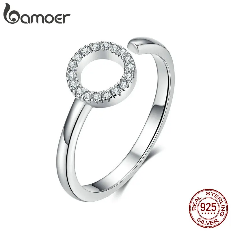 bamoer Geometric Round Simple Adjustable Finger Rings for Women ...