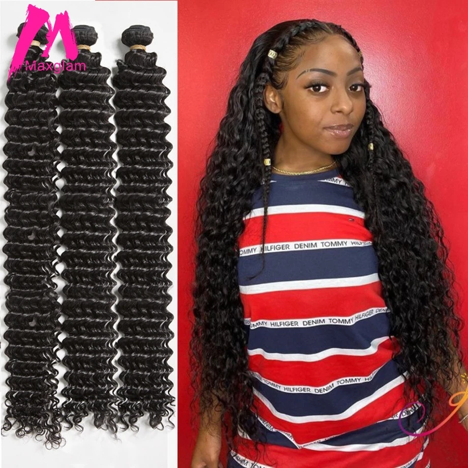Deep Wave Bundles Hair Extension Human Hair Brazilian 30 Inch Bundles ...