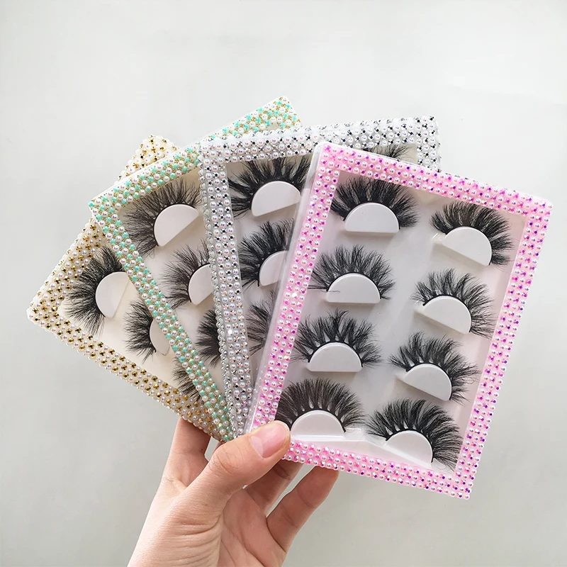 4 Pairs Pearl Lashes Packaging 15mm 18mm Natural 3d Mink Eyelashes ...