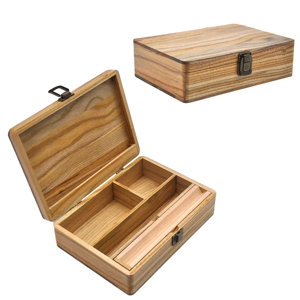 Wooden-Tobacco-Herb-Storage-Box-Stash-Case-Cigarette-Tray-Natural ...