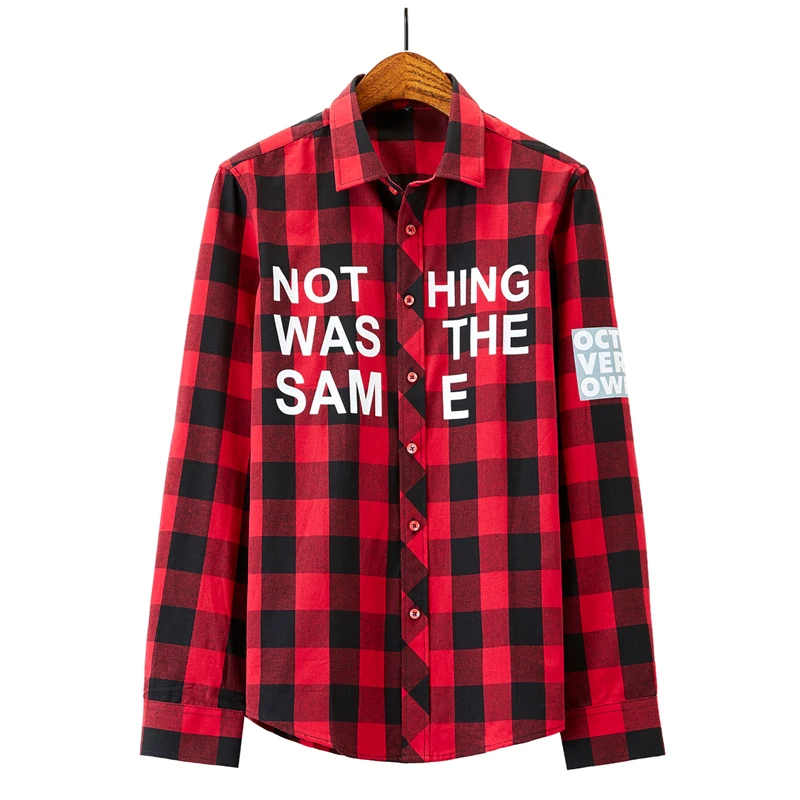 New Summer Fashion Red And Black Plaid Shirt Men Shirts Mens cotton ...