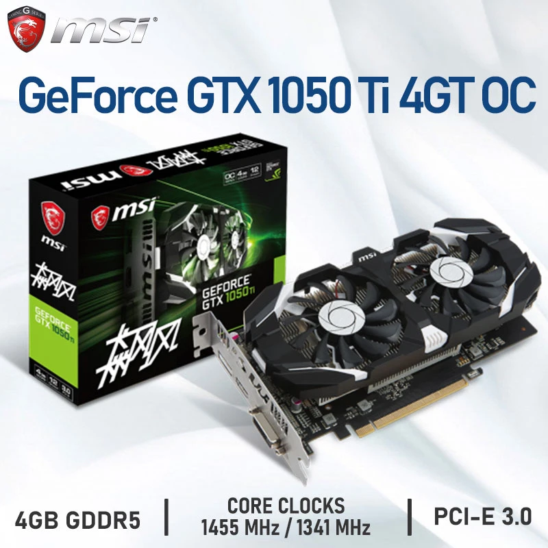 MSI GeForce GTX 1050 Ti 4GT OC 4GB GDDR5 방열판 그래픽 카드 128bit DVI DP HDMI 호환 비디오 카드 게임 MSI Raphic ...