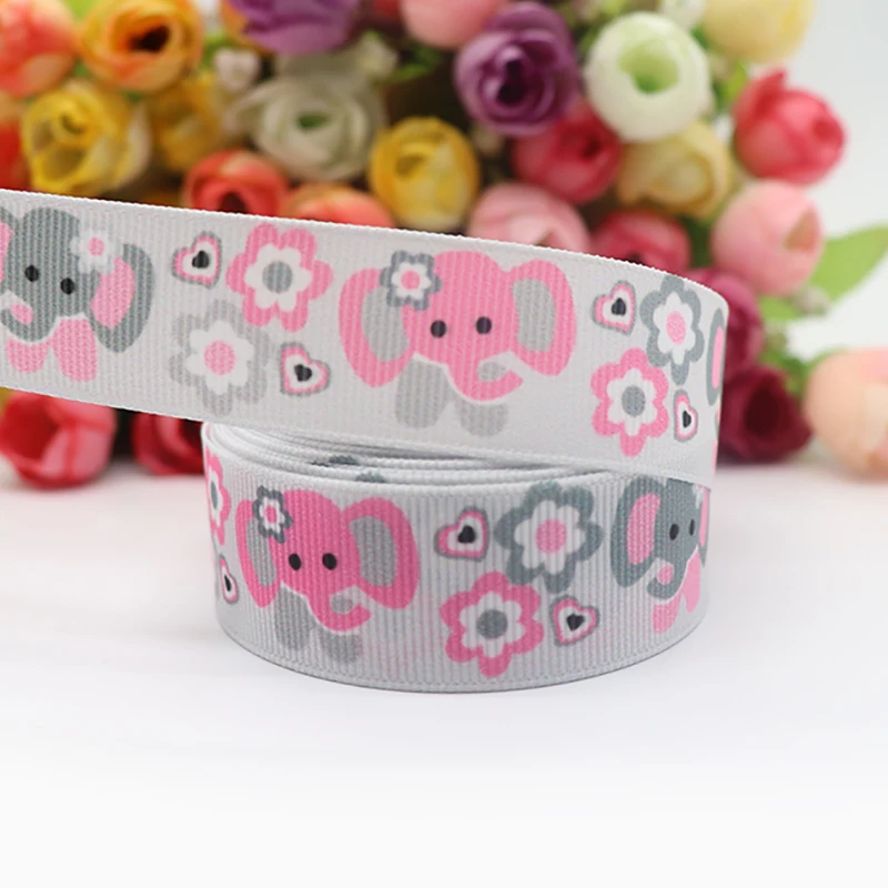 15051709, 7/8'' (22mm) 50 Yards Elephant Printed Grosgrain Ribbons ...