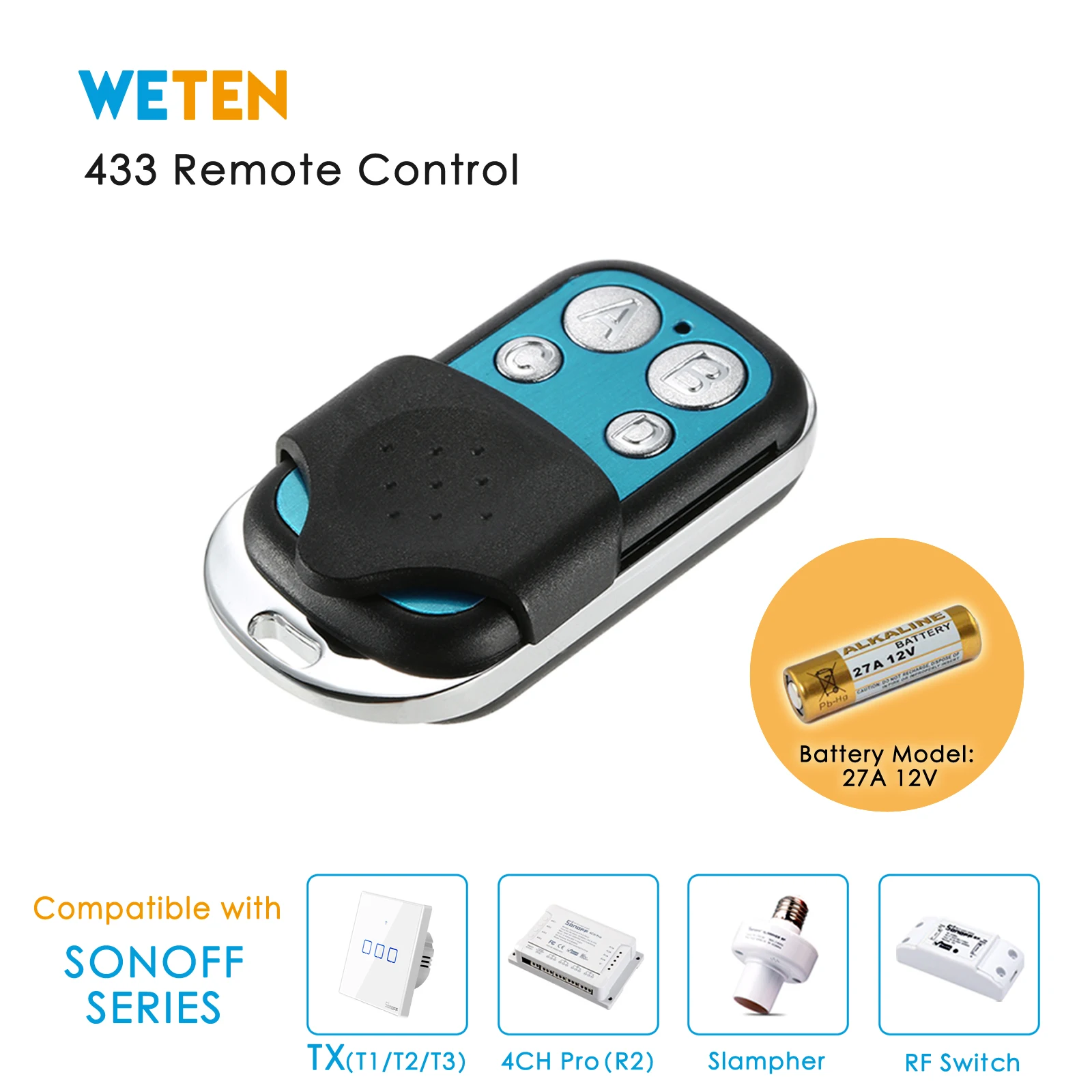 Control remoto para Sonoff TX T1 T2 T3, 433 Mhz, UE, Reino Unido, EE ...