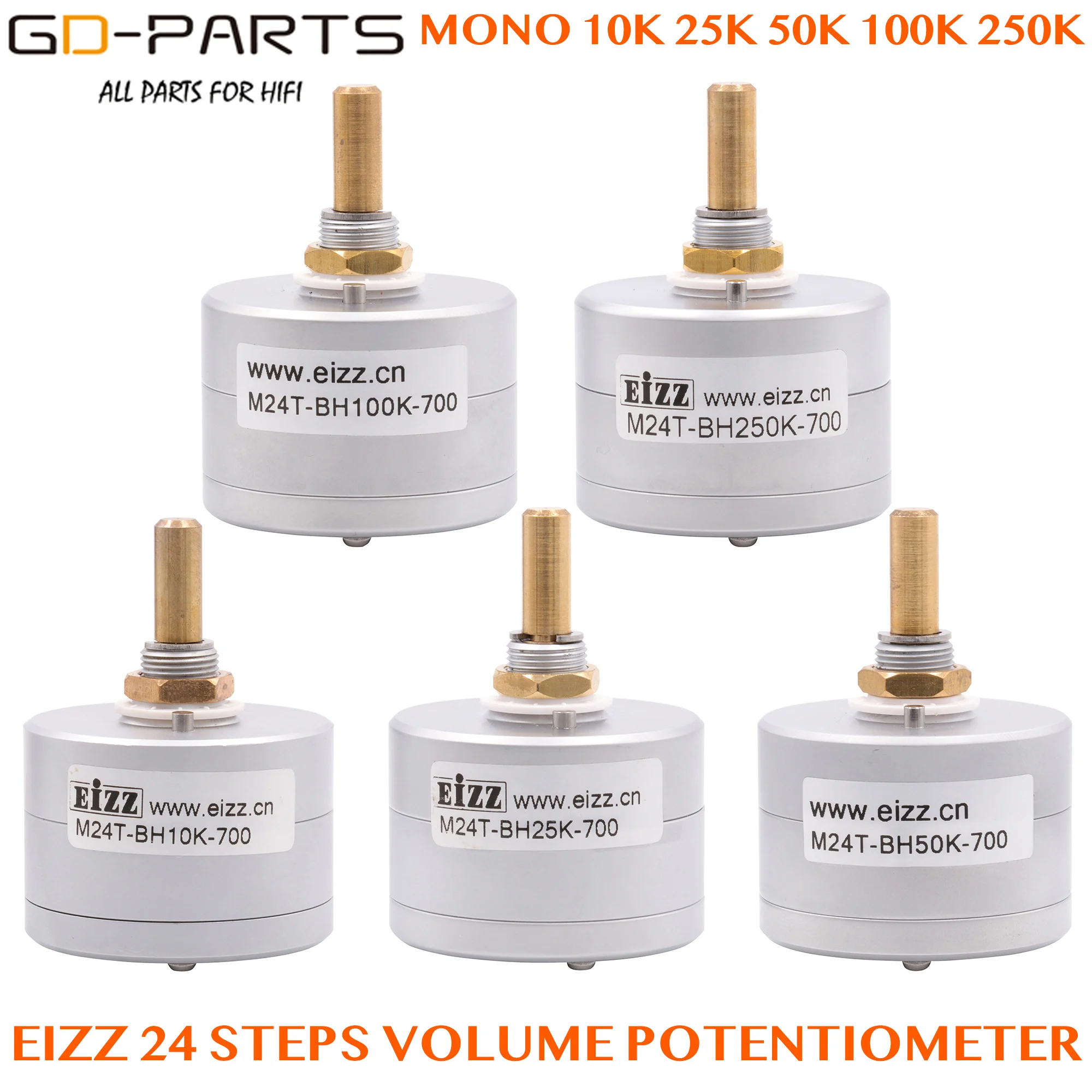 EIZZ Mono 10K 25K 50K 100K 250K 24 Steps Volume Potentiometer LOG ...