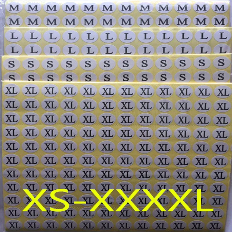 White sticker size label print black size XS S M L XL XXL XXXL XXXXL ...