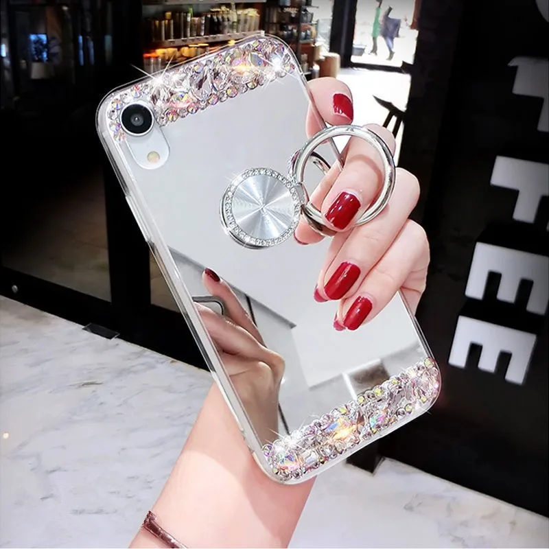 Fashion Diamond Mirror Ring Holder phone case on For Xiaomi remi note ...
