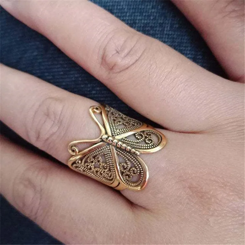 Wrap Style Butterfly Rings Gold/silvertone Filigree Butterfly Band ...