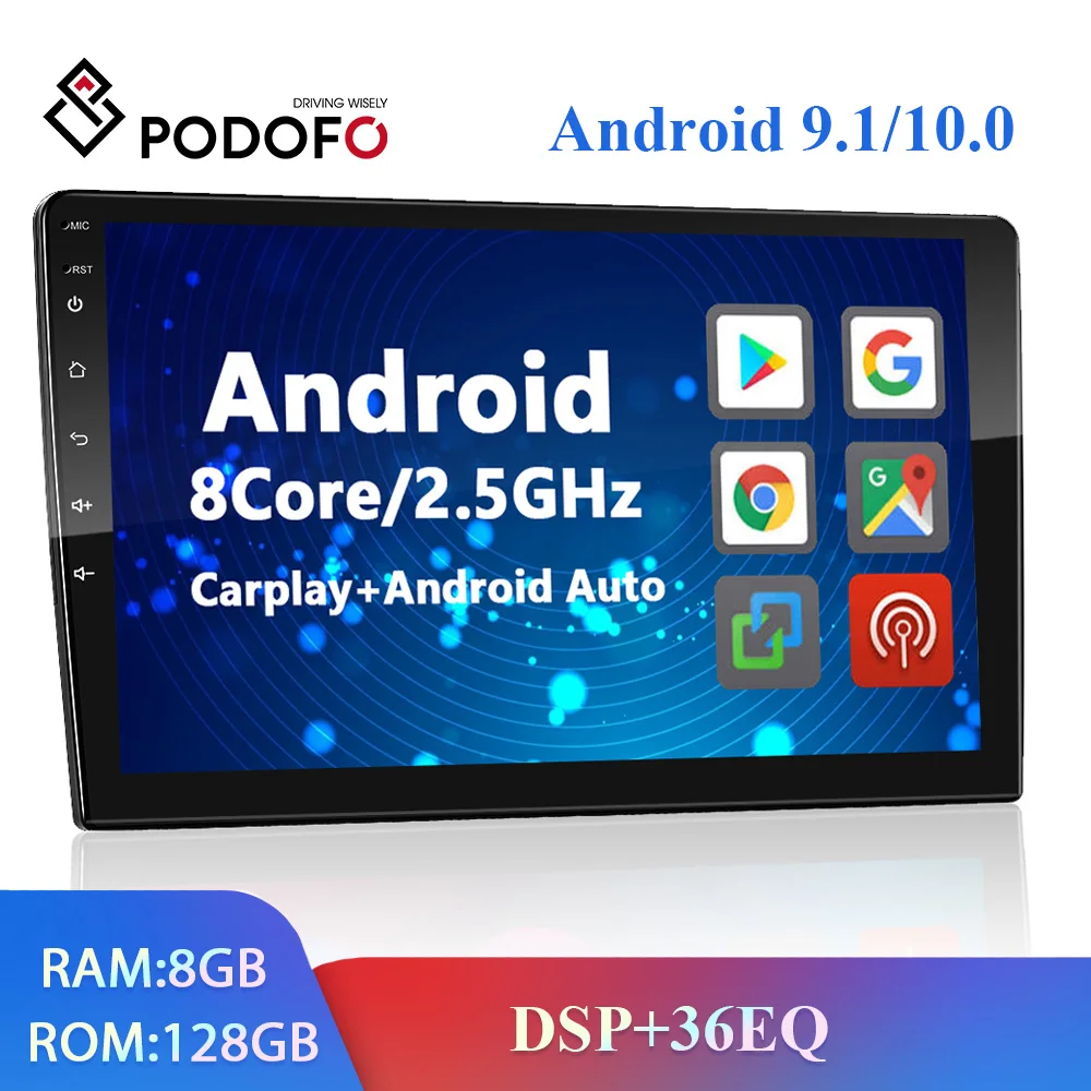 Podofo 2din android 10 7 9 10 Polegada 8 + 128g rádio gps carro multimídia jogador dps para ...