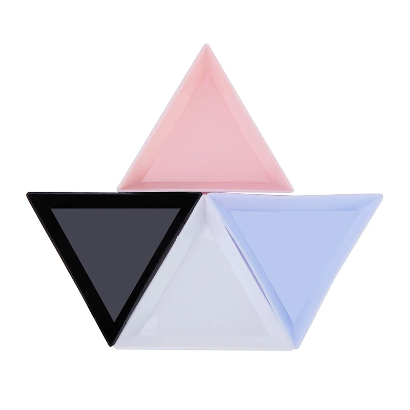 5Pcs Plastic Triangular Tray for Nail Rhinestone Diamond Pink Stotrage ...