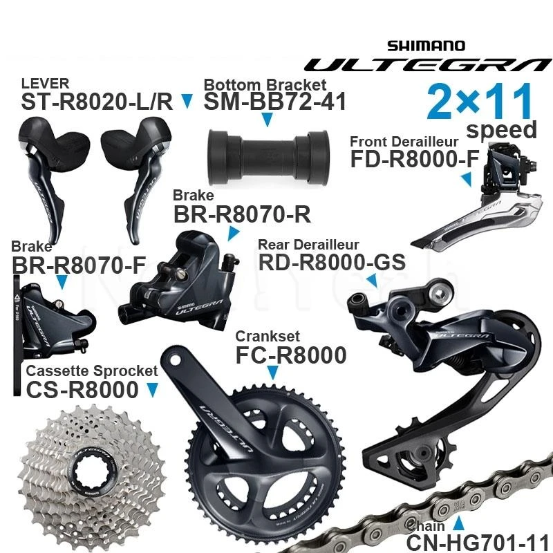 Shimano Ultegra R8020 Hydraulic Disc Brake Semi Compact Groupset ...