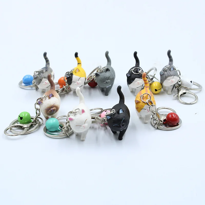 Fashion Cute Cartoon Walking Cat Pendant Key Rings Kitten Pet Key Chain ...