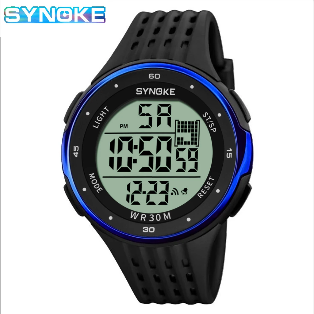 SYNOKE Men Sports Digital Watches LED Display Water Resistant ...