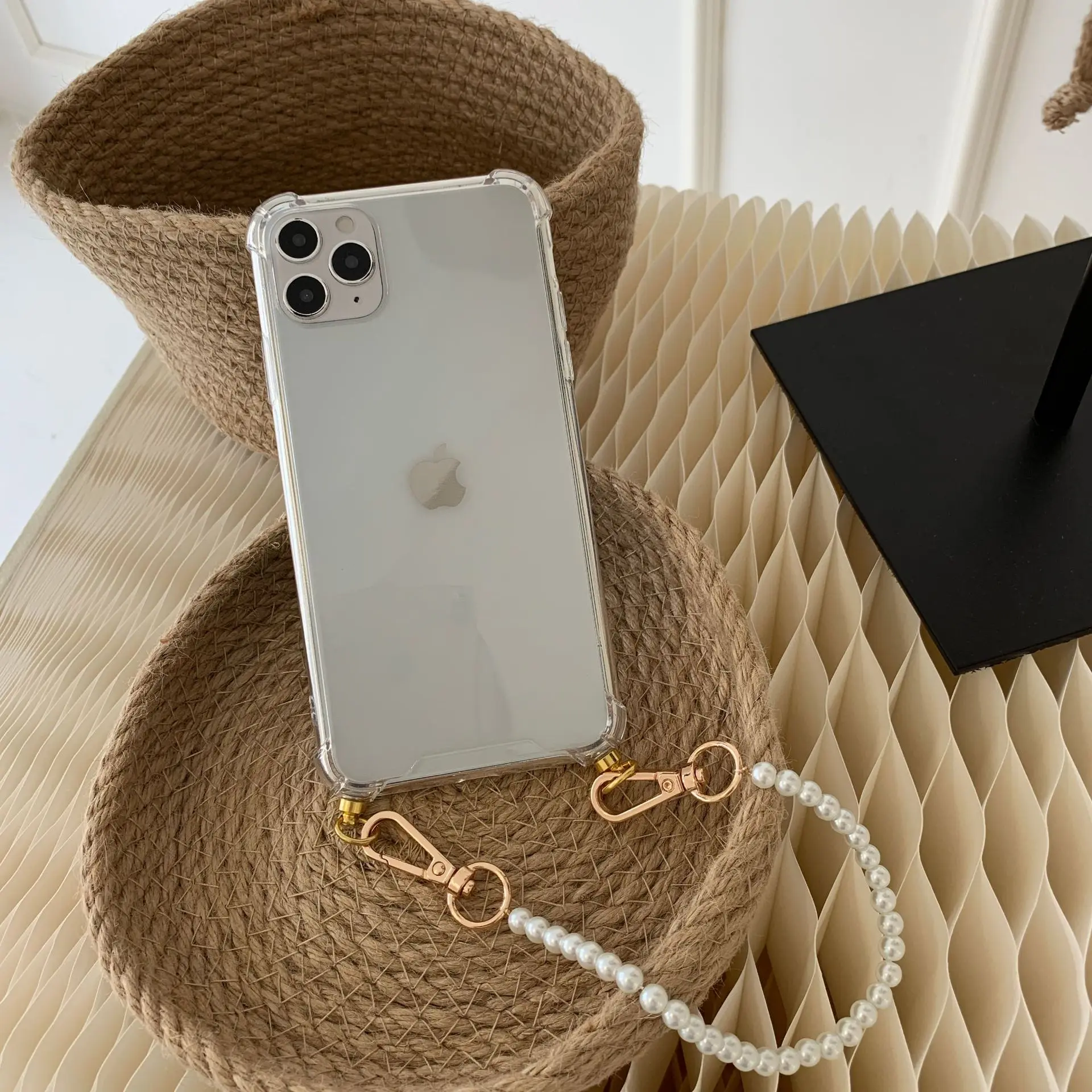 Transparent Pearl Portable Bracelet Phone Case with Chain For iPhone 11 ...