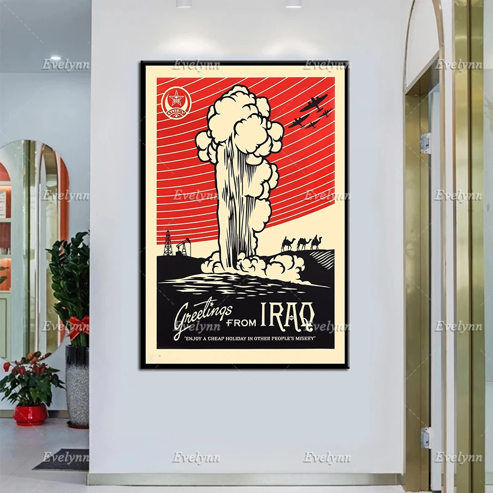 Pop Art,'Greetings-From-Iraq',Nordic Retro Posters Minimalism Canvas ...