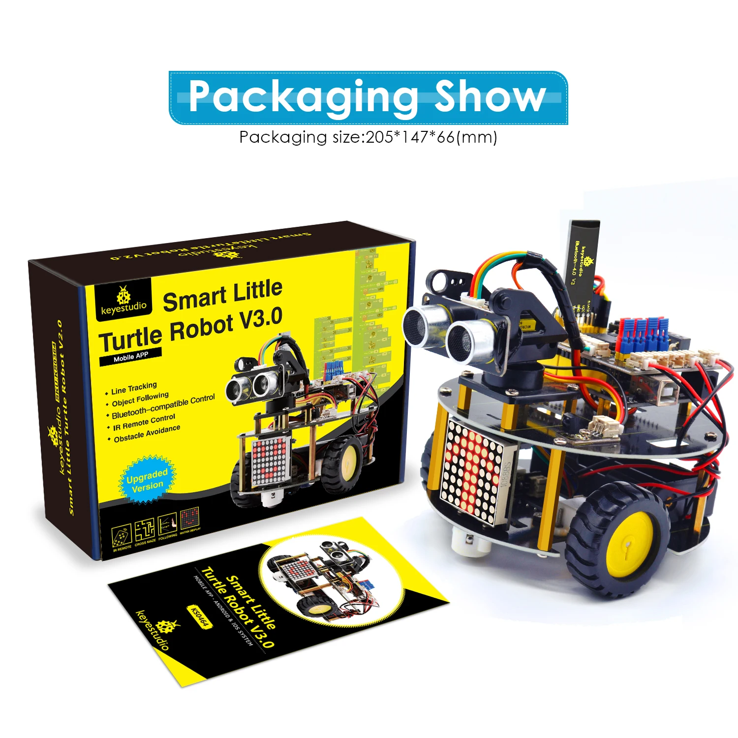 Keyestúdio robô carro inteligente v3.0, para crianças, com haste de ...