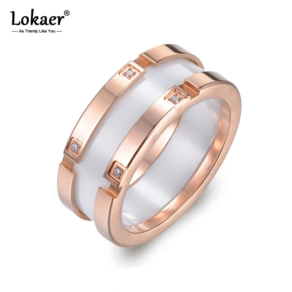 Lokaer Original Design Stainless Steel Ceramic Rings Jewelry Rose Gold ...