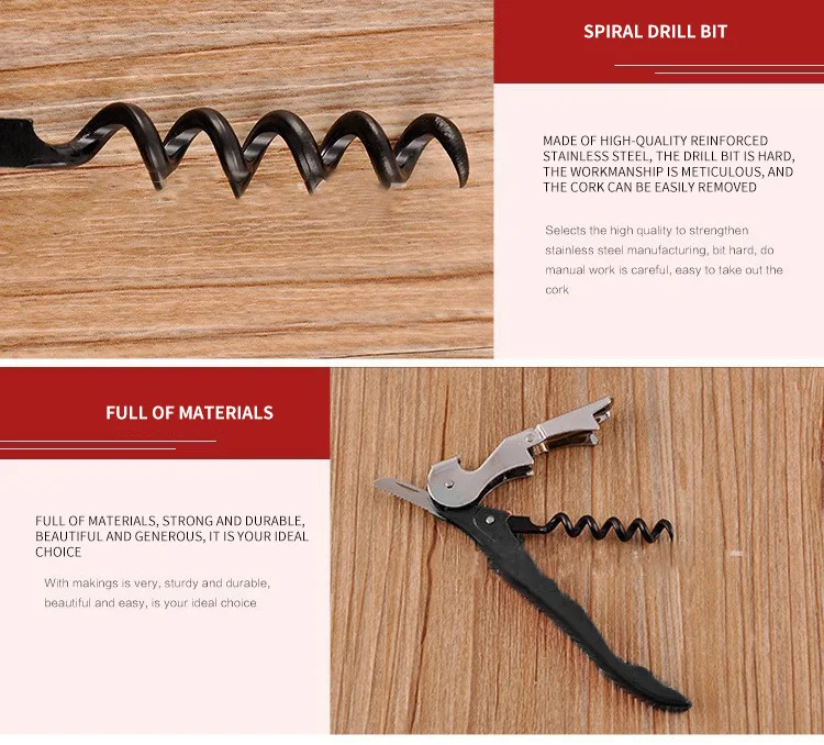 TIRE-BOUCHON,Yellow--Ouvre bouteille professionnel avec poignée en bois ...