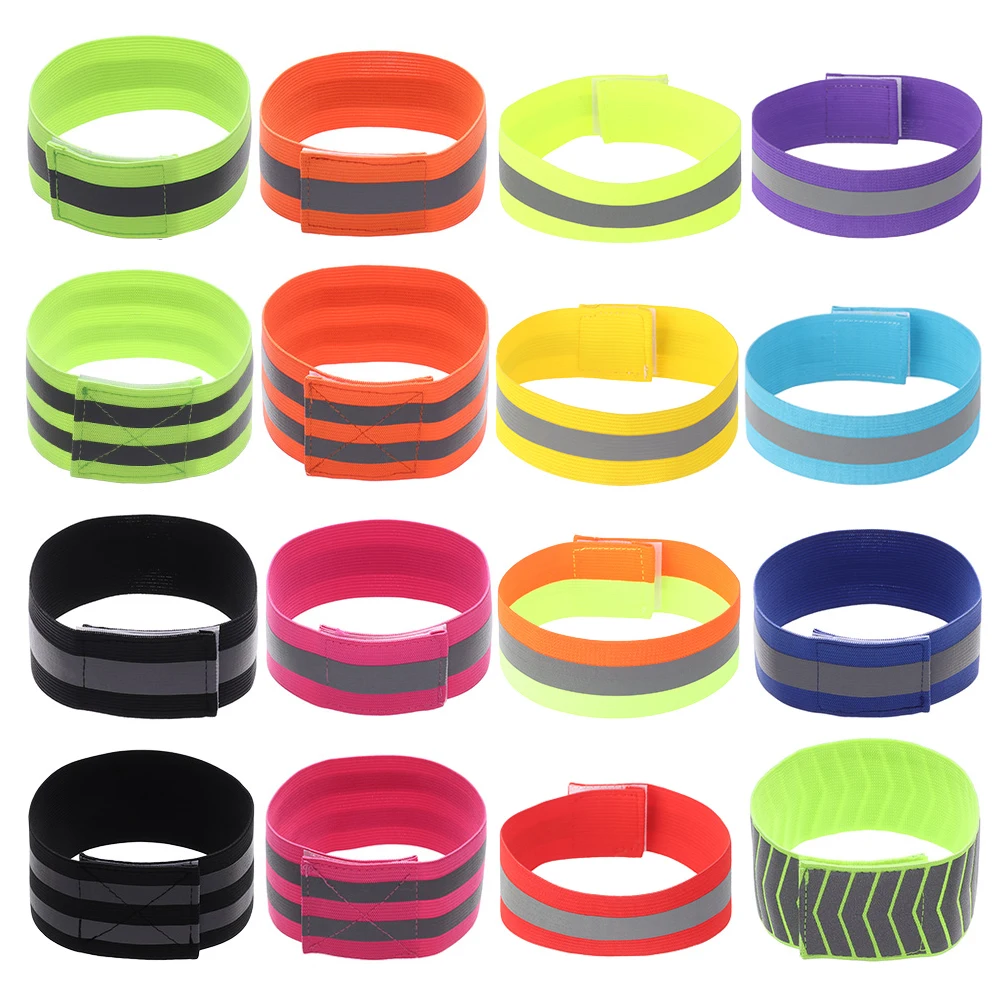 Reflective Bands Elasticated Armband Warning Wristband Ankle Hand Leg ...