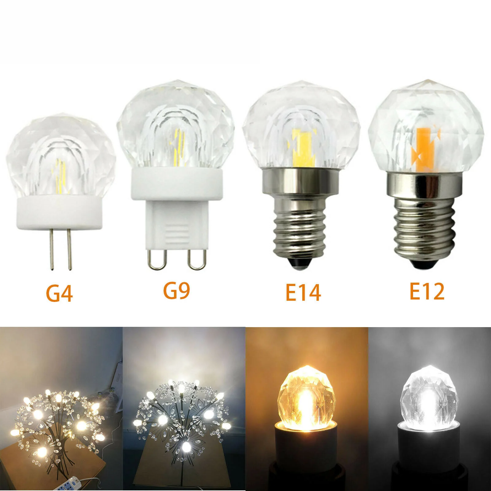 Dimmable 110V 220V Mini G4 G9 E12 E14 4W LED K9 Glass Crystal Light ...