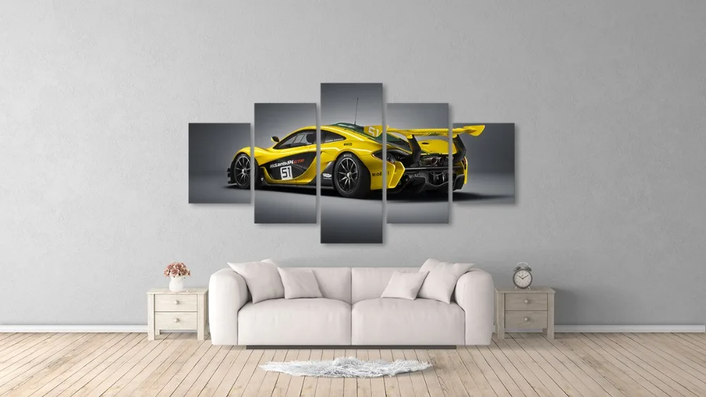 Modular Poster Wall Art Canvas HD Printed Picture 5 Pieces yellow ...