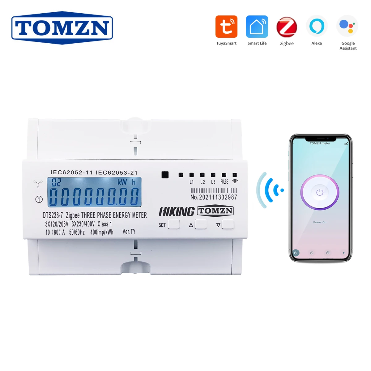 3 Phase Zigbee Gateway 3*120V 3*230V Tuya Din Rail WIFI Smart Energy ...