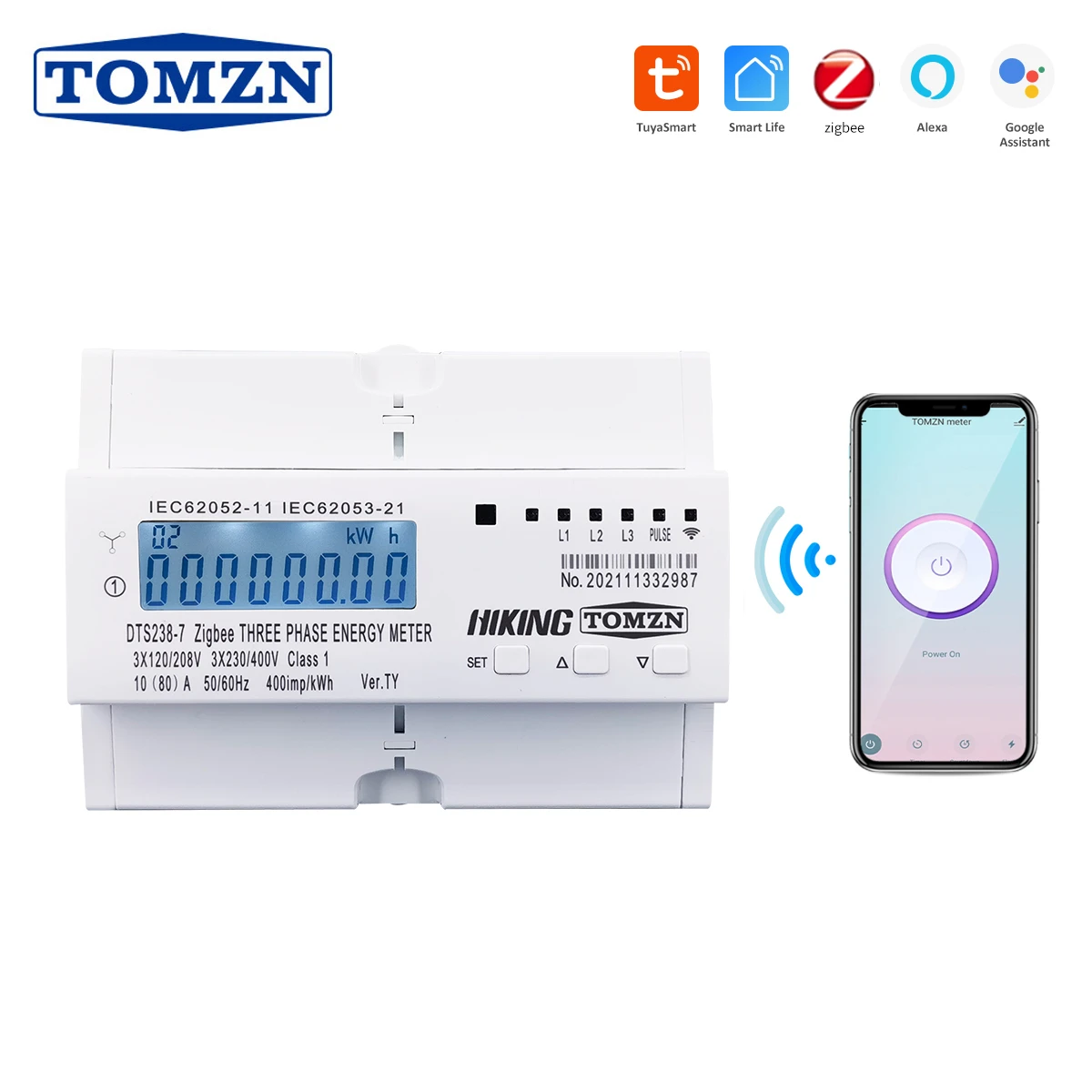 3 Phase Zigbee Gateway 3*120v 3*230v Tuya Din Rail Wifi Smart Energy ...