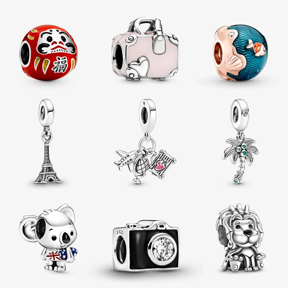 Original 925 Sterling Silver Charm Camera Suitcase Balloon Rose Gold ...