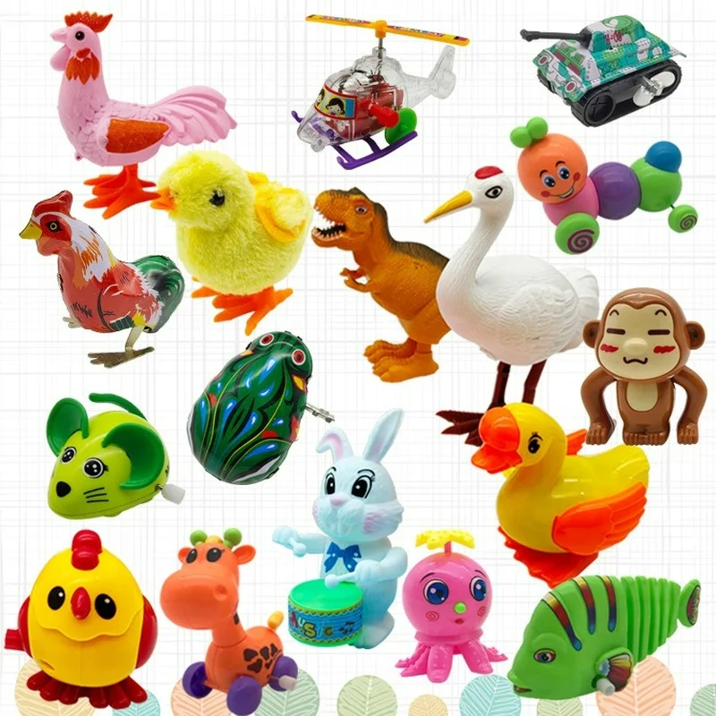 Children-s-Plastic-Bouncing-Clockwork-Toy-Frog-Dinosaur-Bird-Mouse-Swan ...