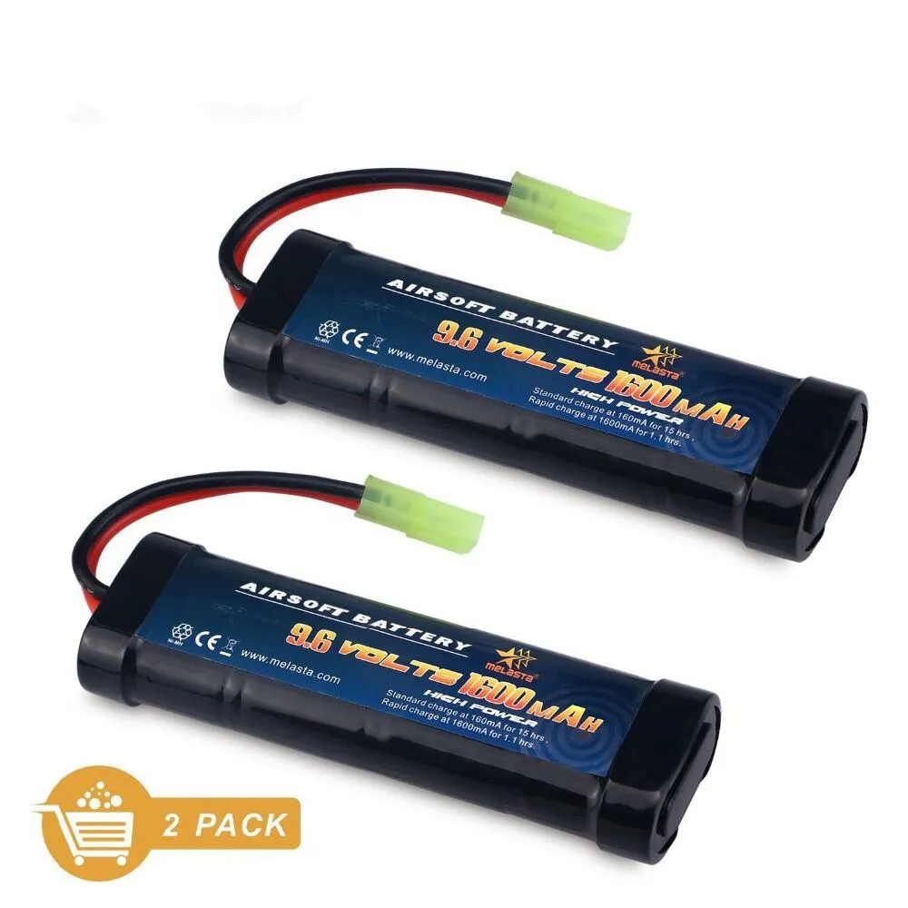 2Pack 2/3A 9.6v 1600mAh NiMH Flat Battery Pack with Mini Tamiya ...