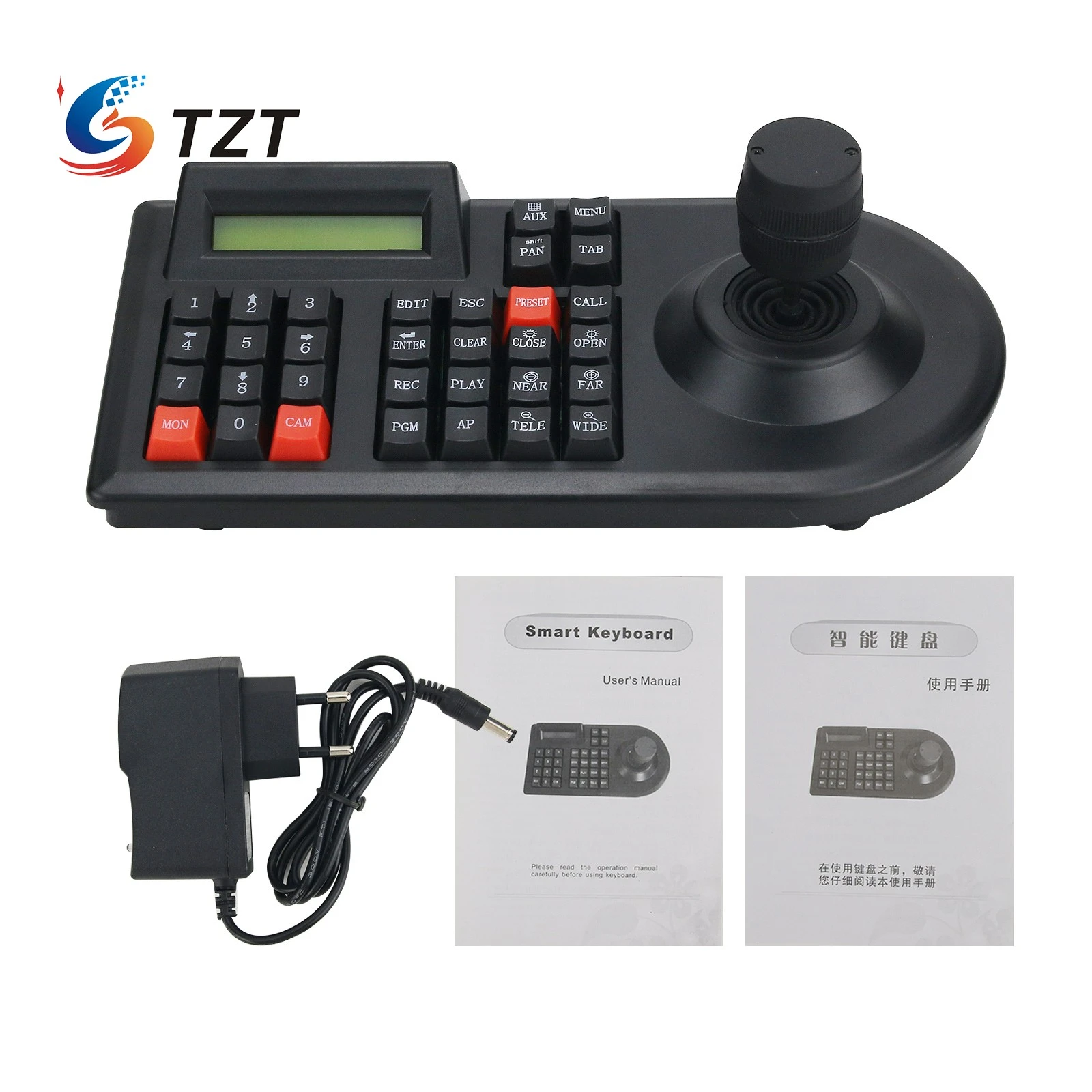 Tzt 3d Joystick Ptz Keyboard 9vdc For Cctv Camera Dom Rs485 Control ...