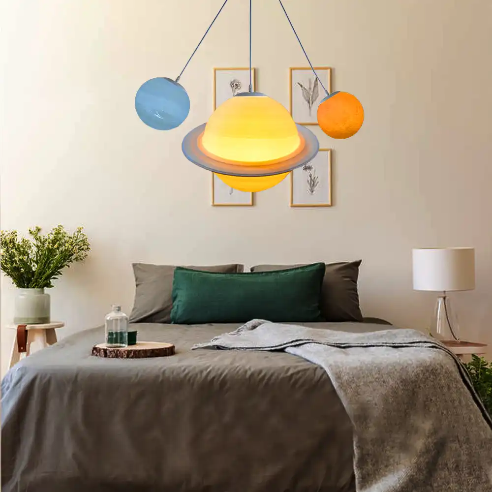 wongshi Nordic Creative Universe Planet Acrylic Pendant Light Moon Sun ...