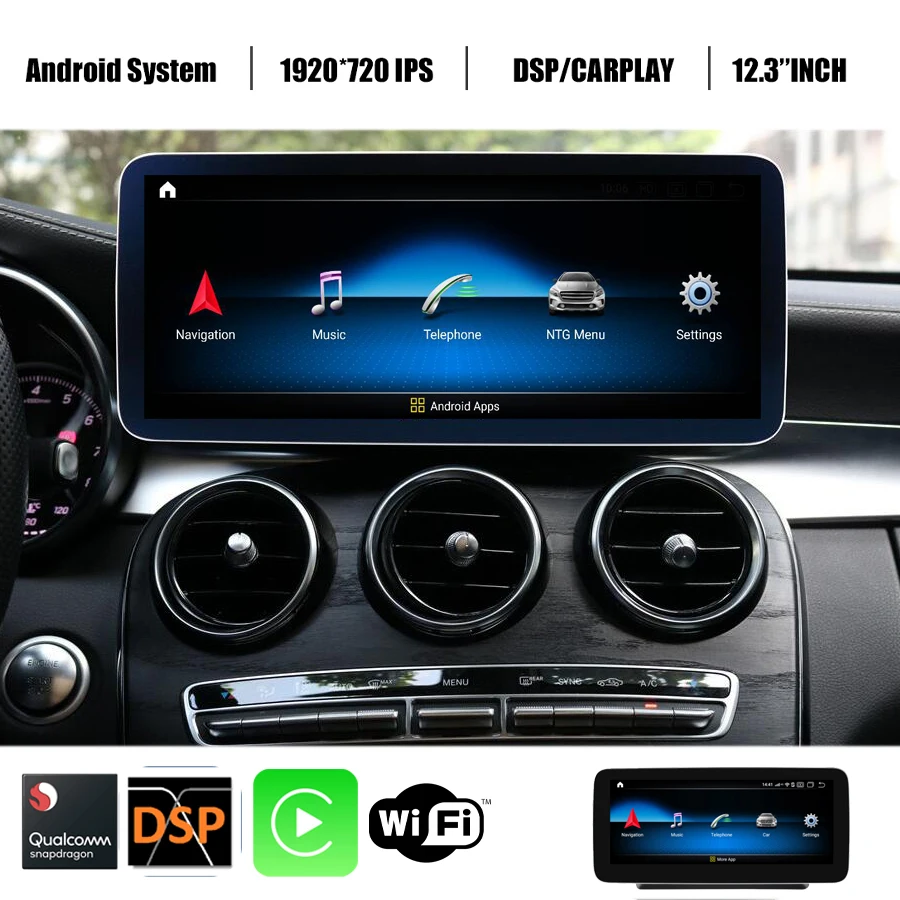 Car Android 11 Gps Player For Mercedes Benz C/glc/v-class W205 X253 ...