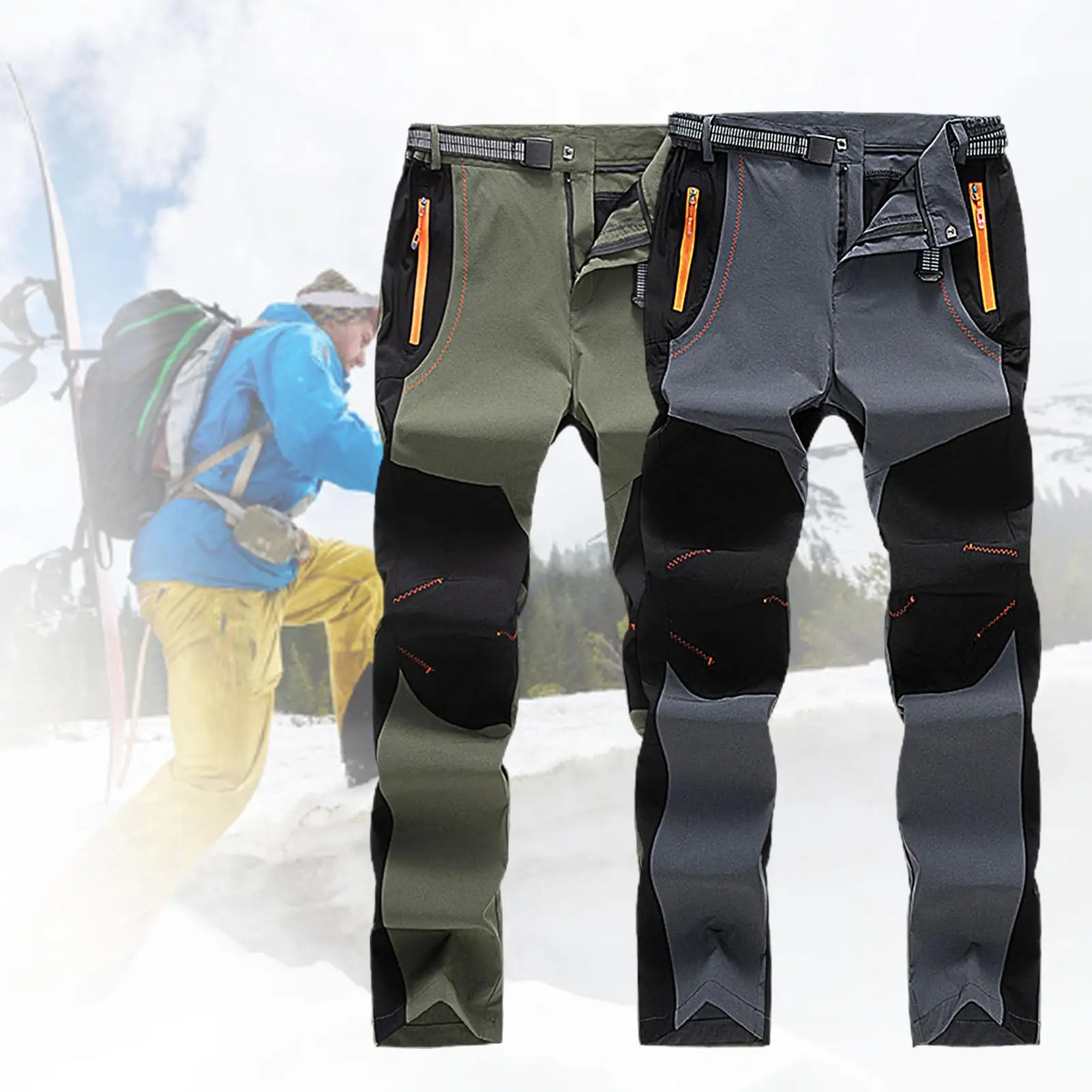 Men-Waterproof-Pants-Elastic-Waterproof-Quick-Dry-Plush-Warm-Male-Pants ...