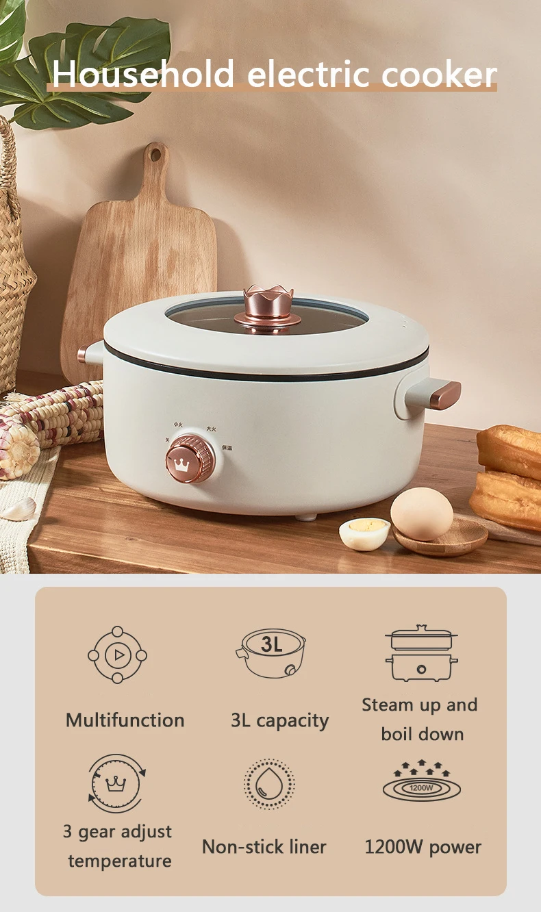 DMWD 3L Multifunction Electric Cooker Mini Skillet Non-stick Food ...