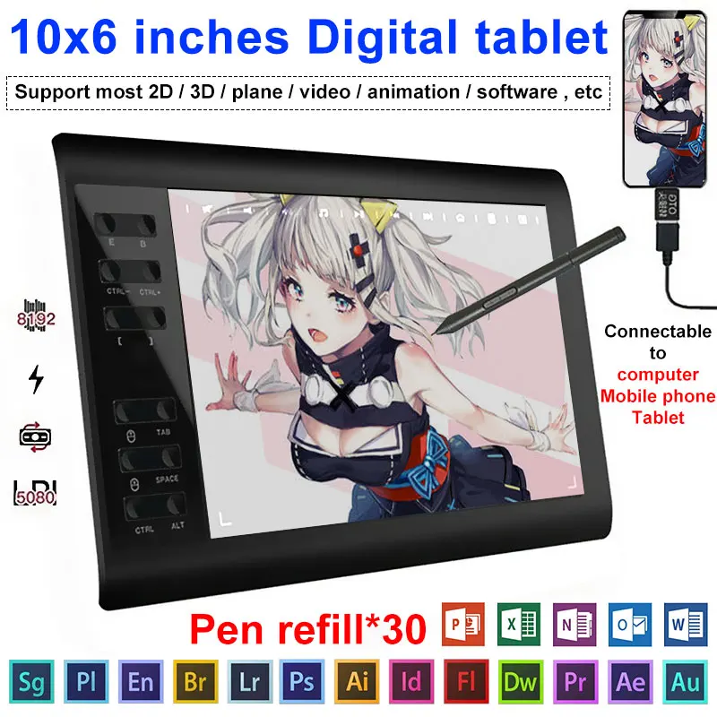 2022-10-6-Graphics-Tablet-8192-Levels-Graphic-Drawing-Tablet-Digital ...