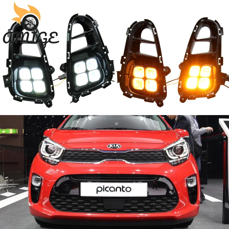 Luces de día LED de 12V para Kia Picanto 2018 2019 2020, intermitente ...