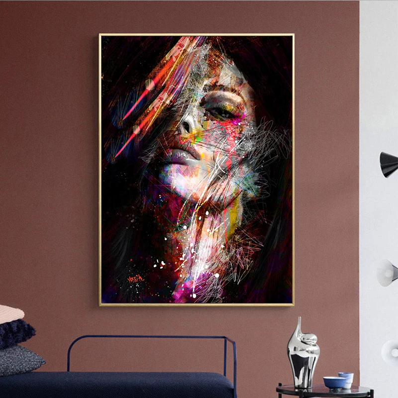 Personality Woman Abstract Wall Art Picture Canvas Painting Poster ...