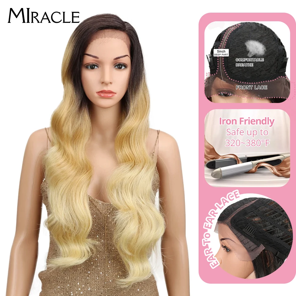Miracle Ombre Wig Body Wave Side Part Lace 150 Density 28 Inches Long ...