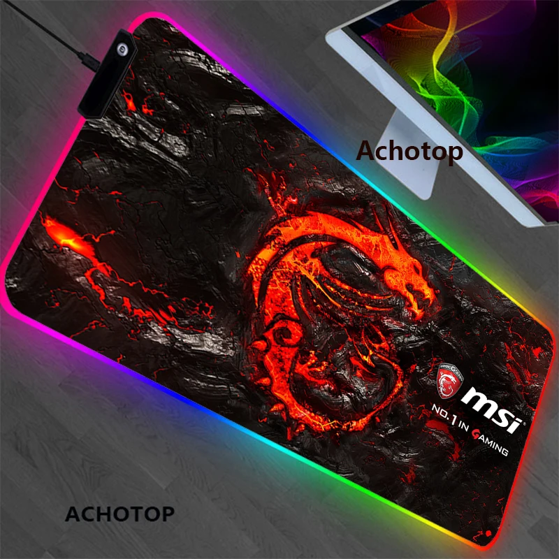 Red-Dragon-MSI-RGB-Gaming-Large-Mouse-Pad-Gamer-Led-Computer-Mousepad ...