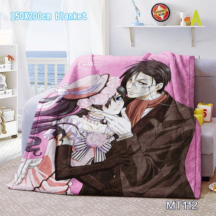 Black Butler Anime Customized Blanket Plush Velvet Warm Decoration Bed ...