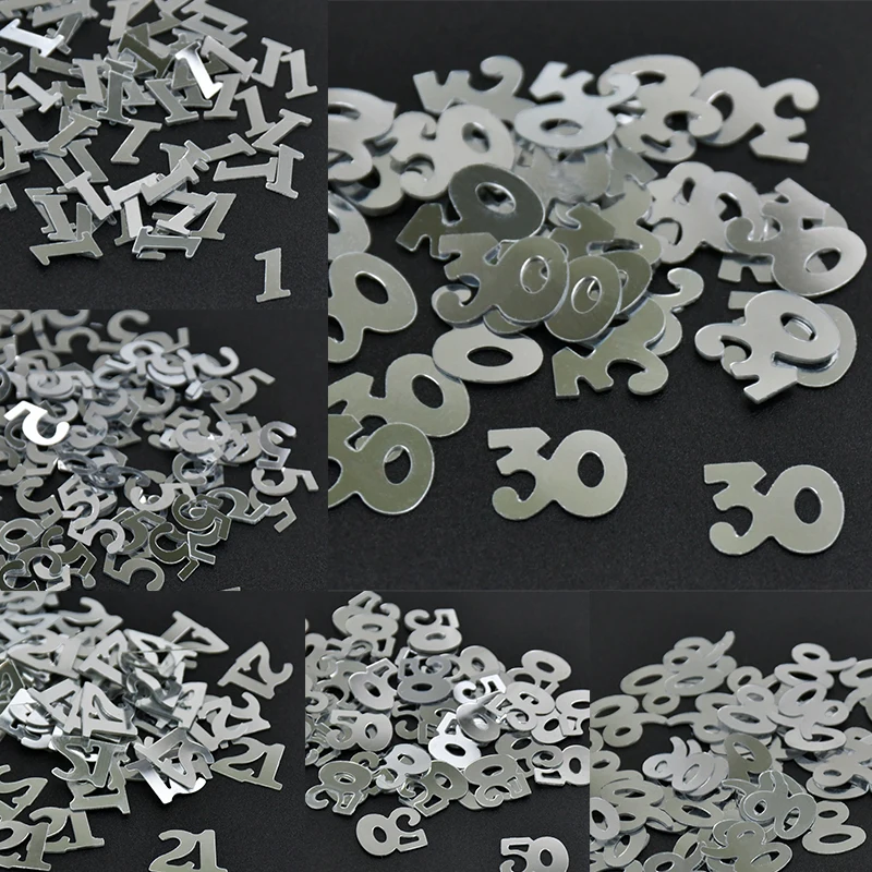 15g-bags-Silver-Number-Confetti-Figure-1-5-30-50-60-90-DIY-Birthday ...