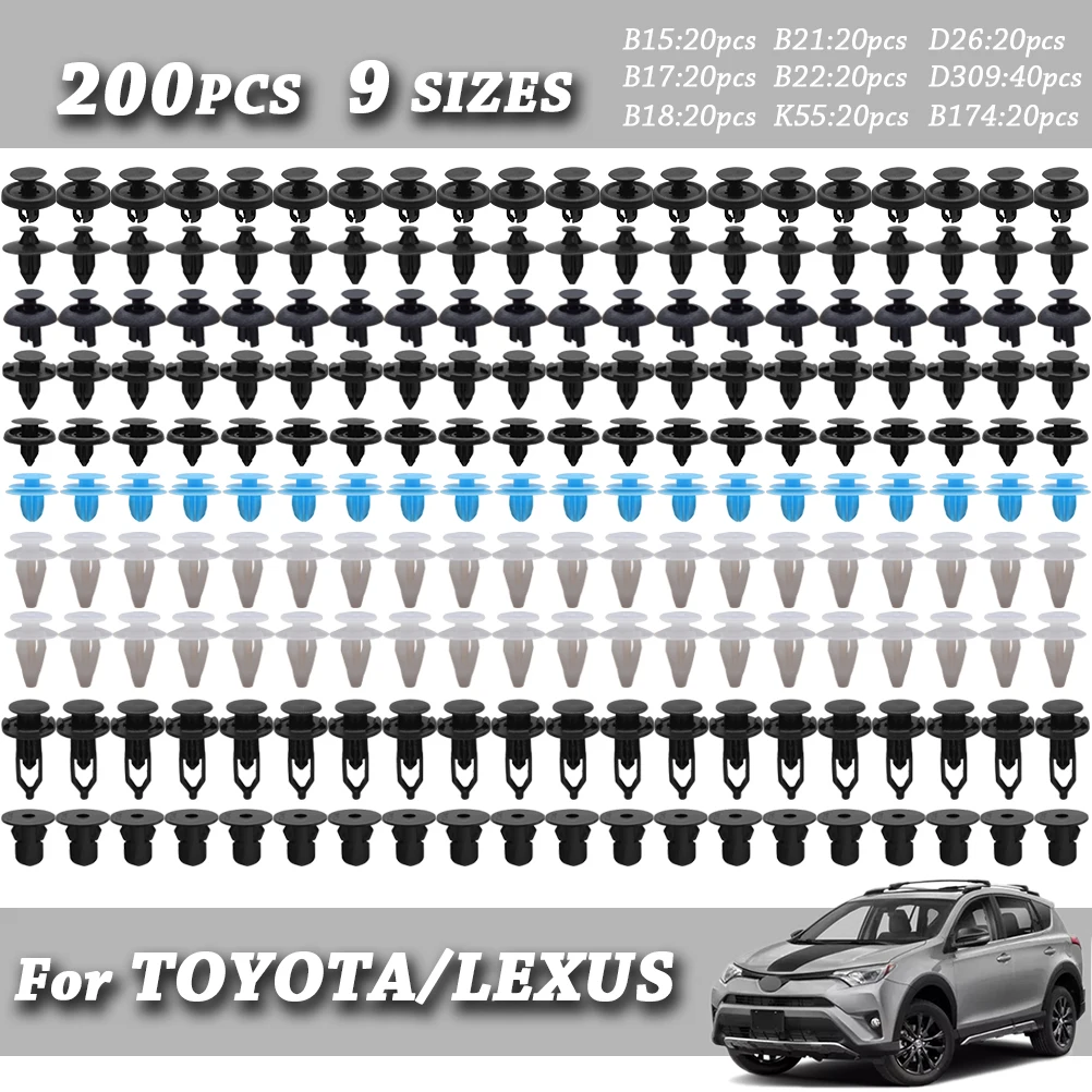 200X-Car-Push-Rivet-Trim-Clips-Bumper-Fender-Panel-Fastener-For-Toyota ...