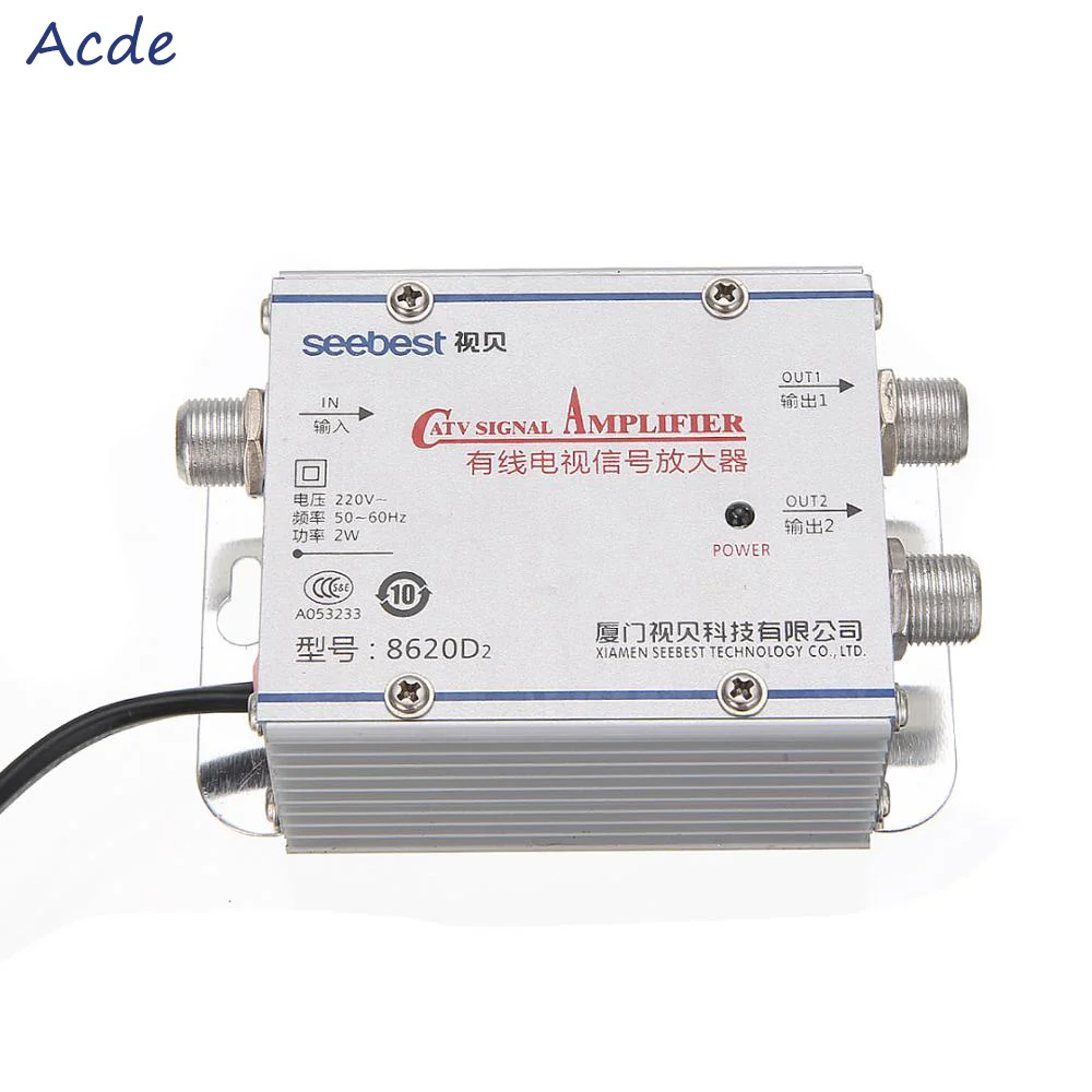 2-Way-1-in-2-Out-CATV-Cable-TV-Antennas-Signal-Amplifier-AMP-Antenna ...
