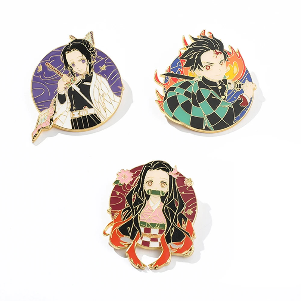 Dz1876 Demon Slayer Japanese Anime Icons Enamel Pins