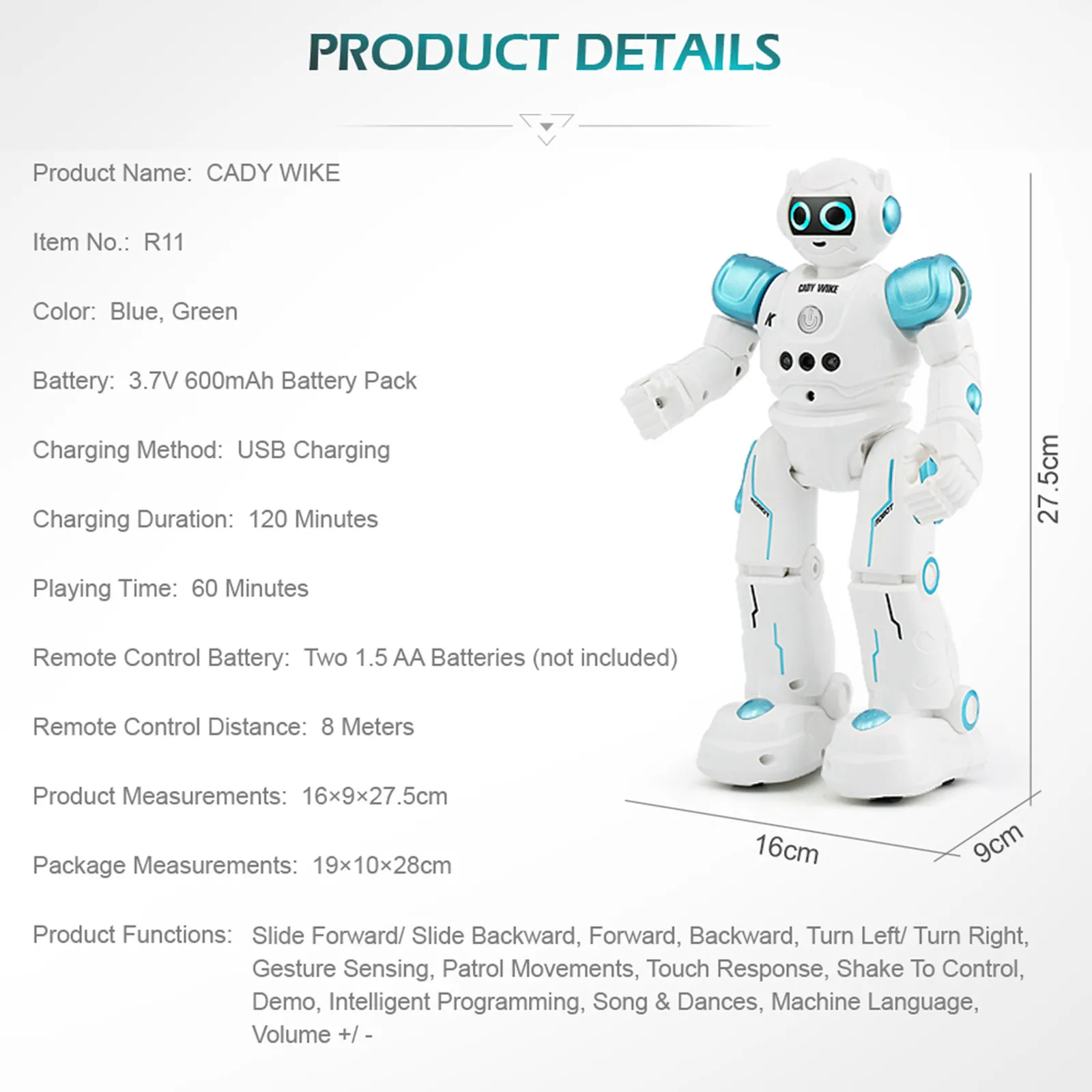 JJRC R11 RC Robot Toy Smart Dancing Robot Interactive Toys Robots ...