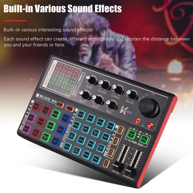 Ghost Face SK300 Live Sound Card External Voice Changer Audio Mixer Built-in Rechargeable ...